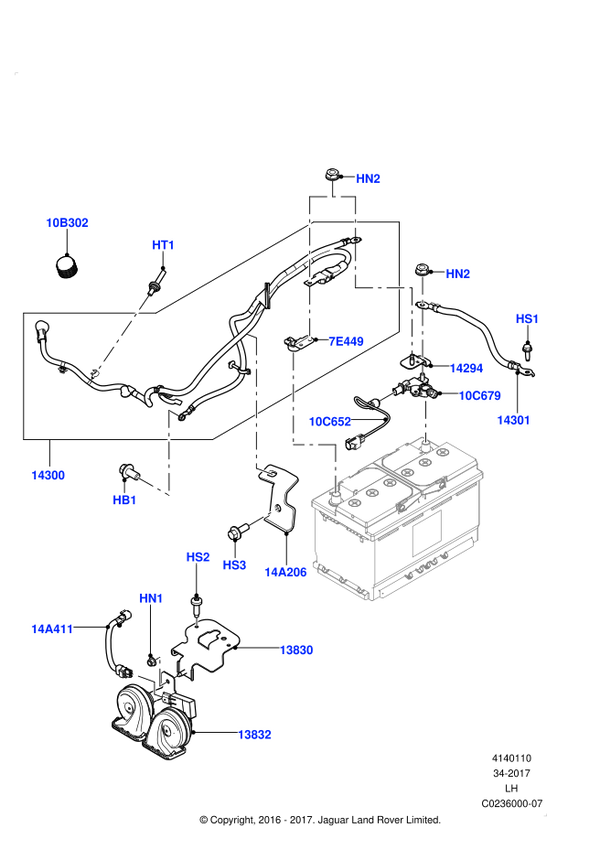 LR067369 - LAND ROVER CABLE - BATTERY POSITIVE – Rostock Auto Spare Parts