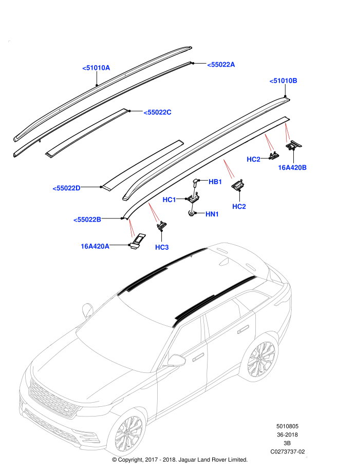 LR092747 - LAND ROVER SLAT - ROOF RACK – Rostock Auto Spare Parts